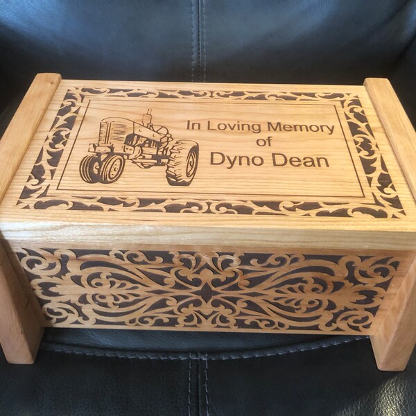 Tractor Cremation Urn – Personalized Cherry Wood Farm Theme Burial Box ...