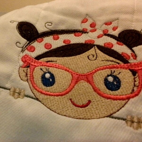Ladybug Embroidery Designs - Baby Girl With Glasses Machine Embroidery ...