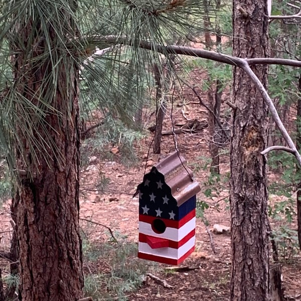 American Flag Birdhouse: Patriotic Folk Art Style - Etsy