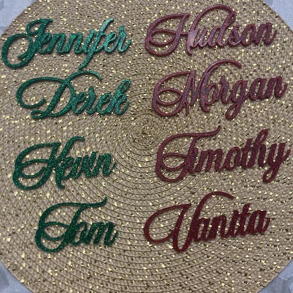 Custom Color Laser Cut Cursive Wedding Name Wording Place Card Cut Outs ...