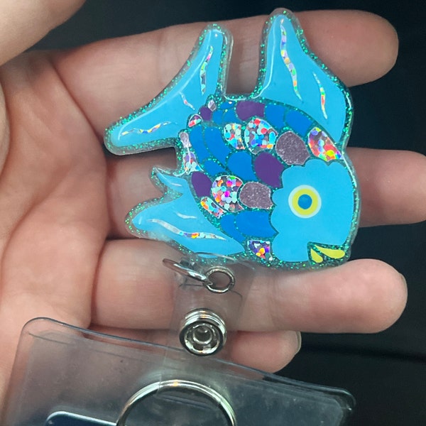 Rainbow Fish Badge Reel | Cute Fish Badge Reel | Cute Badge Holder ...