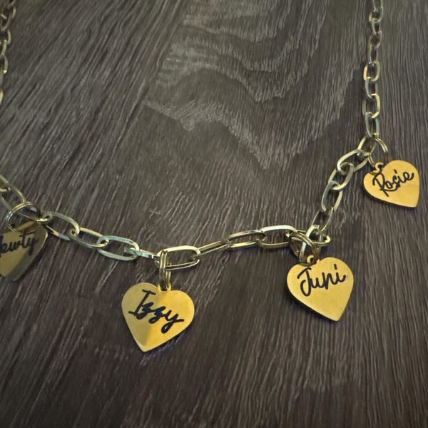 Stainless Steel Heart Name Charm With a Name or Date. Personalized Name ...