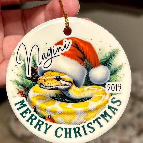 Yellow Ball Python Snake Custom Christmas Ornament of Python ...