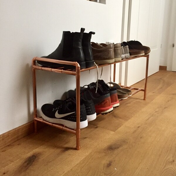 Copper Pipe Shoe Rack - Handmade With Industrial Fittings - Shoe ...