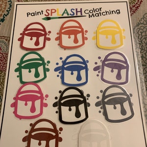Color Sorting Matching Paint Splash Game, Printable Toddler Preschool ...