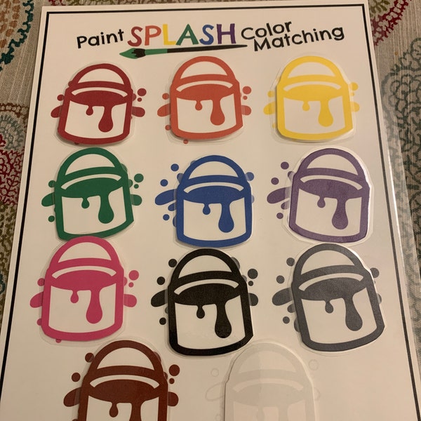 Color Sorting Matching Paint Splash Game, Printable Toddler Preschool ...