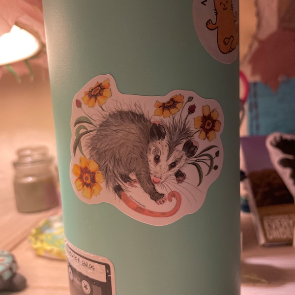 Sticker: Yellow Swamp Flower Possum Opossum Planner, Craft, Vinyl Art ...