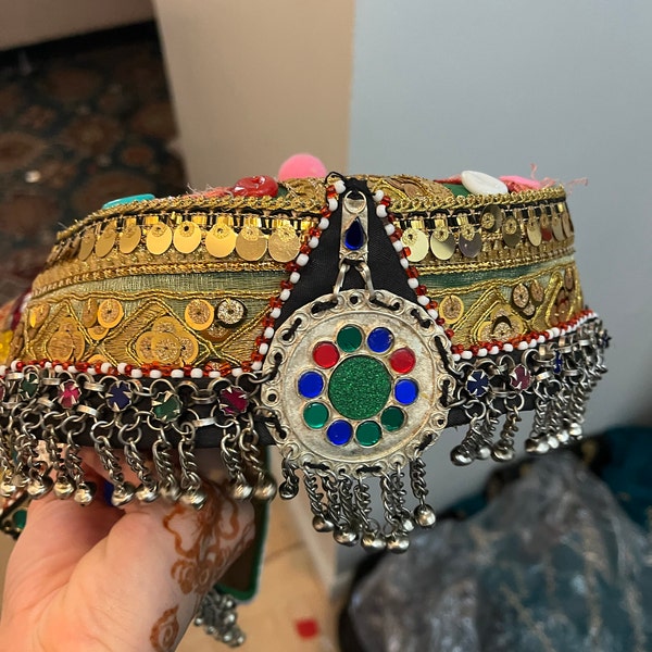 Traditional Embroided Afghan Cap With Headpiece Jewelry. Free Shipping ...