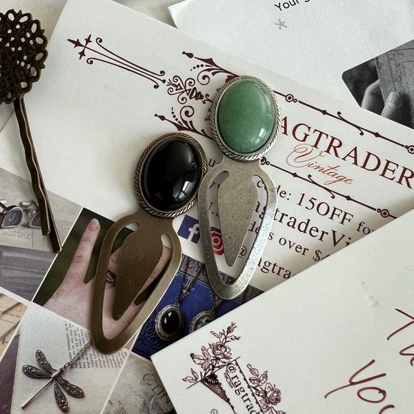 Stone Bookmarks - Pick a Semi-precious Stone Aventurine Onyx Tigereye ...