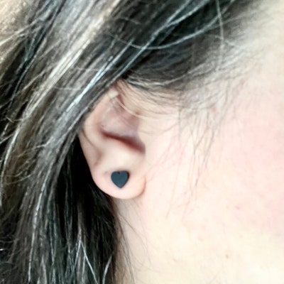 Mini Black Heart Studs, Valentine's Day - Etsy