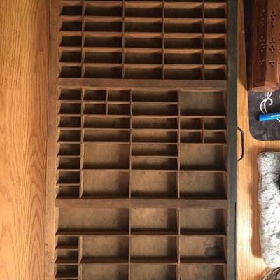 Antique Vintage PRINTERS Cabinet Type Set Letterpress Wood Wooden ...