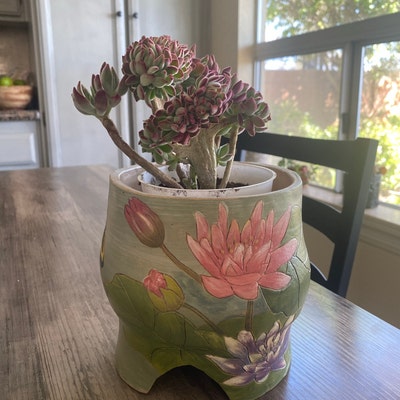 Handmade Sky Blue Tall Ceramic Pot, High Quality Korean Pottery ...