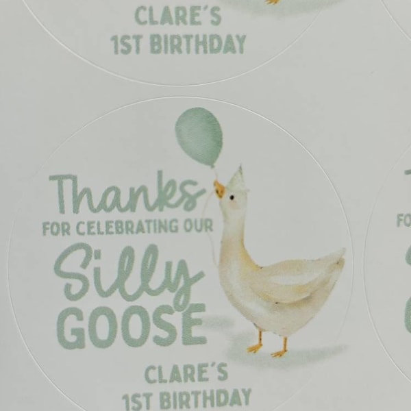 One Silly Goose Birthday Party Favor Labels, One Silly Goose Favor ...