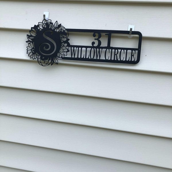 Custom Floral Initial & Address Sign - Etsy