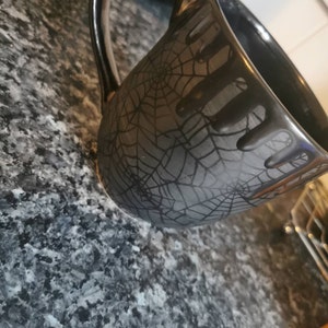 Matte Black Web Mug, Large Mugs, Gothic Spiderweb Cup, Tea Coffee Lover ...