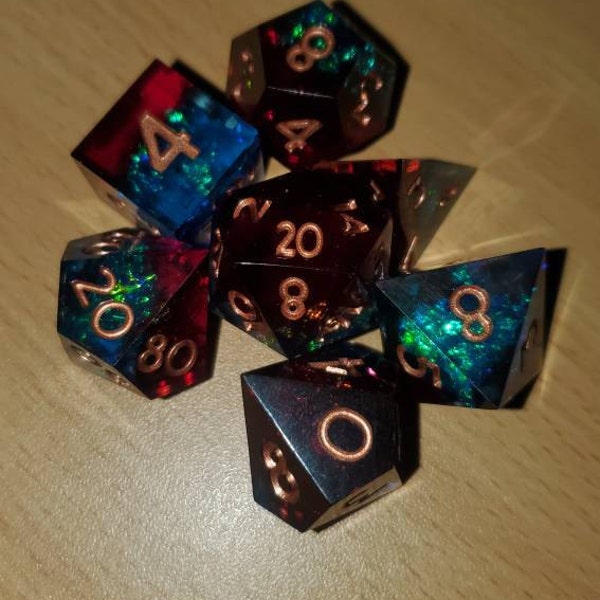 Green Lightning DND D20 Dice, Resin Sharp Edge Dice Set, D&D Dice Set ...