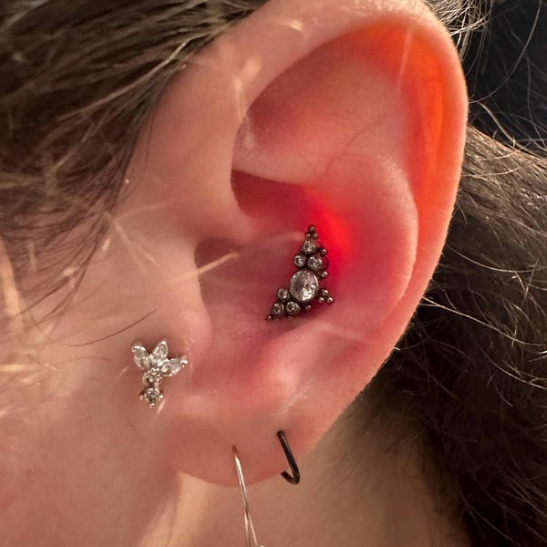 ASTM F136 Titanium Marquise Twist Conch Clicker Hoop, 10mm, 12mm Gold ...