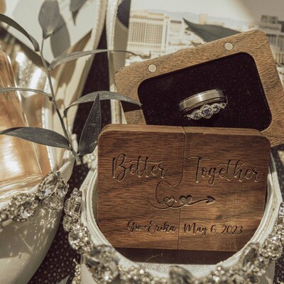 Wooden Ring Puzzle Box, Personalized Better Together Ring Box, Engraved ...