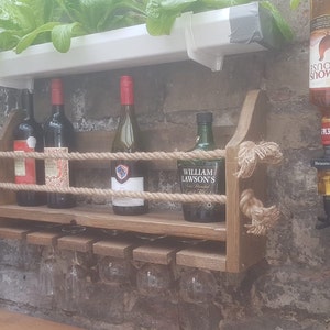 Wine Rack Wall Mounted Two-tier Handcrafted Rustic Wood Bar - Etsy