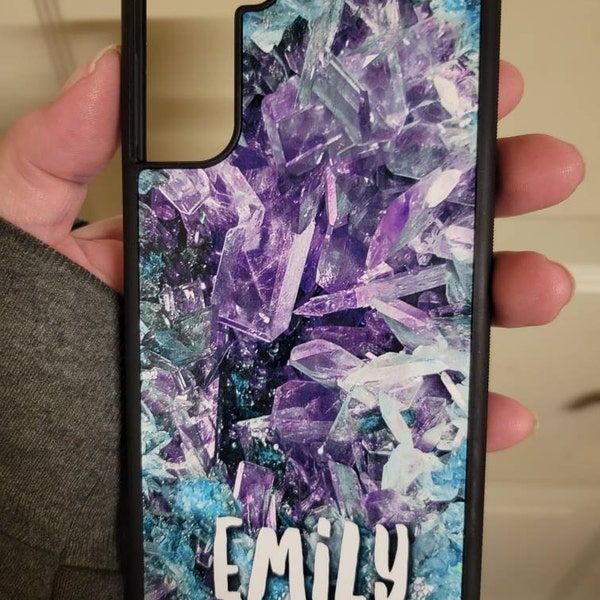 Purple Crystals Phone Case, Turquoise and Purple Gemstone Phone Case ...