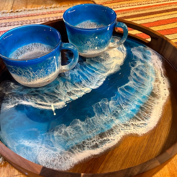 Hand Poured Resin Art Coffee Mug: Beach Sand & Shell Glassware - Etsy