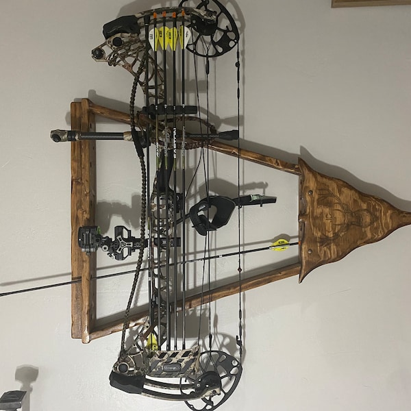 Archery Bow Rack, Wall Mounted, Bow Rack, Rusted Wood Bow Rack,bow ...