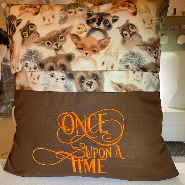 Princess Once Upon a Time Reading Cushion Book Pocket Pillow Embroidery ...