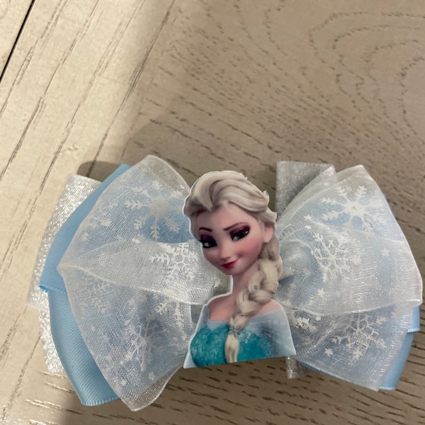 Frozen Hair Bow Elsa Hair Bow Frozen Bow With Sheer Snowflake Ribbon ...