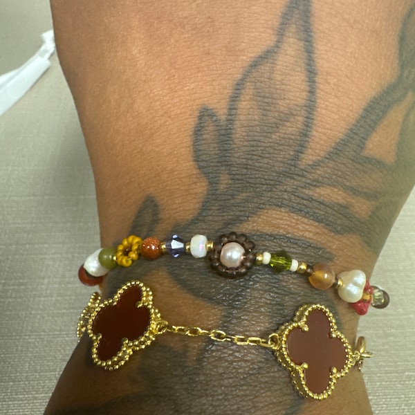 Clementine Bracelet | Fall Flower Bracelet | Handmade Whimsical Beaded ...