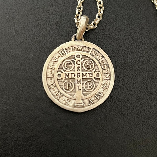 Sterling Silver Saint Benedict Necklace, Personalized Christian Saint ...