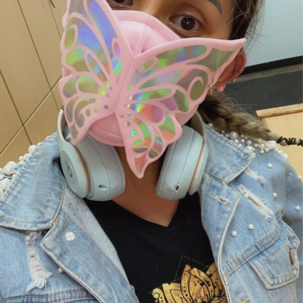 Holographic 3D Butterfly Face Mask | Reflective Fashion | Statement ...