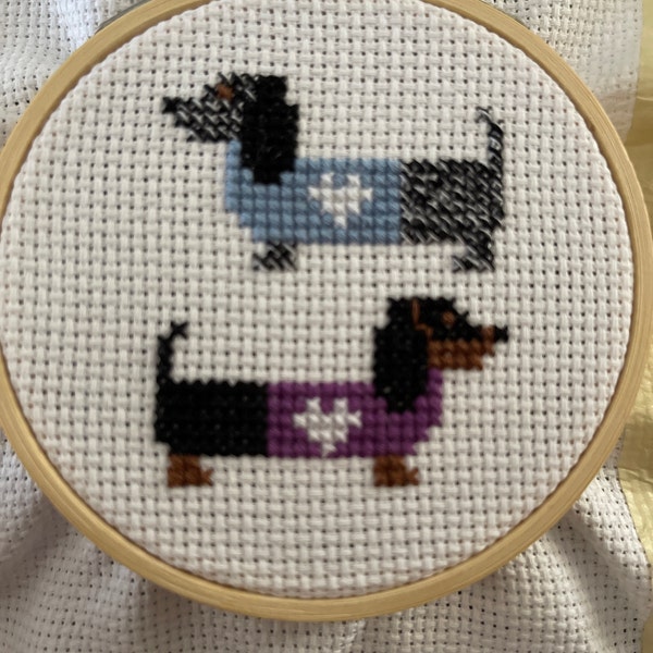 Weiner Dog Cross Stitch Pattern: Modern Dog Embroidery (PDF) - Etsy