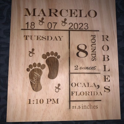 Birth Announcement Svg, Birth Stats Svg, Baby Keepsake Template Svg Dxf ...