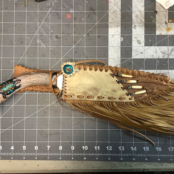 SADDLE Buckskin Leather Hide for Native American Crafts Pipe Bag Flute ...