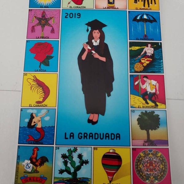 Printed Graduation Invitations Loteria Party Fiesta - 4x6in Front and ...