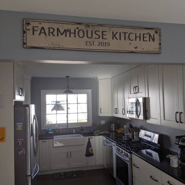 Farmhouse Kitchen Wood Sign, Personalized Since Established Date Year ...