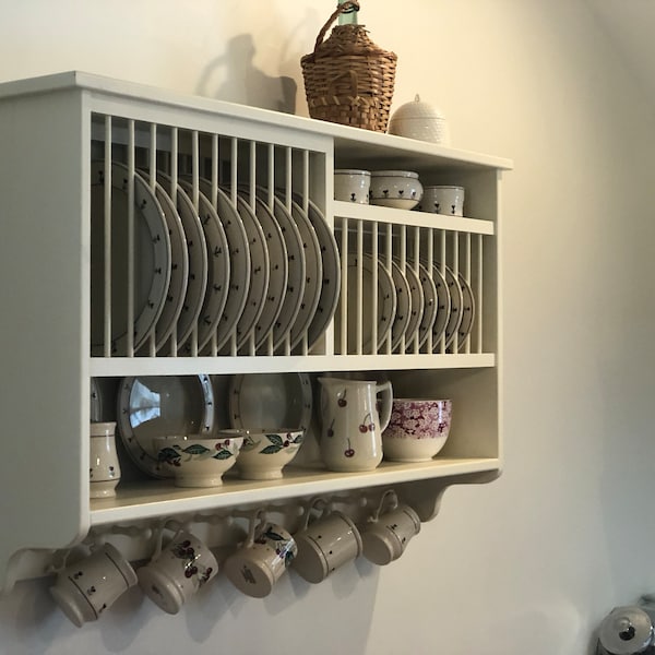 Shaker Peg Kitchen Window Plate Rack Shelf Wood Dish Cabinet for Plates ...