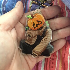 Autumn Pumpkin Head Keychain // Acrylic 3in Keychain - Etsy