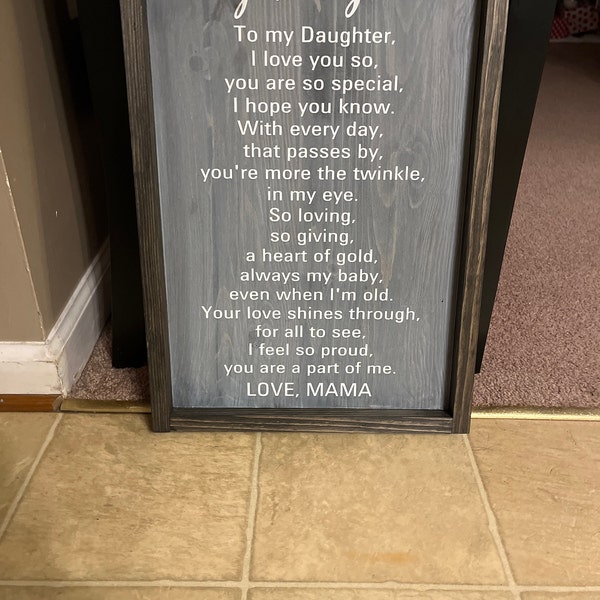 My Daughter Sign, Love Sign, Daughter Sign, Rustic Wood Decor, Custom ...