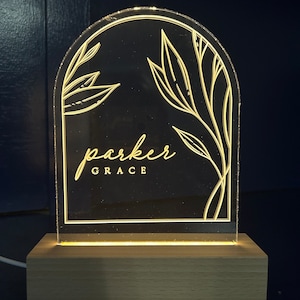 Personalized Acrylic Night Light Boho Night LED Light Kids Bedroom ...