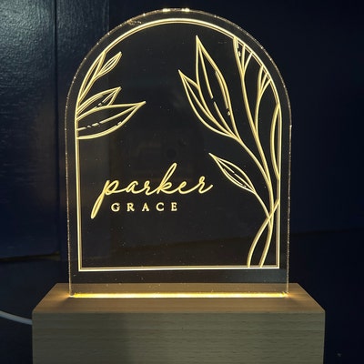 Personalized Acrylic Night Light Boho Night LED Light Kids Bedroom ...