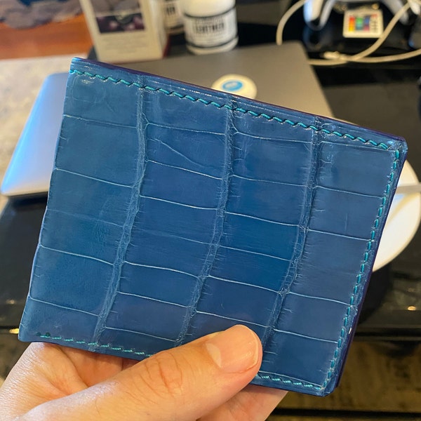 Handmade Alligator Leather Wallet, Bifold Wallet, Full Grain Leather ...
