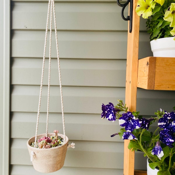 Ceramic Hanging Planter Simple Round Bellied - Etsy