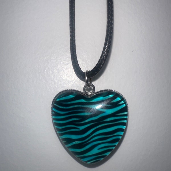 Y2K Emo Zebra Heart Necklace - Etsy