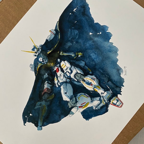 Gundam Wall Art Crossbones Gunpla Prints Anime Watercolour Print Manga ...