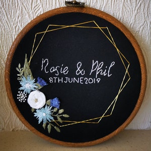 Custom Wedding Anniversary Embroidery Hoop Cotton Anniversary Gift Art ...
