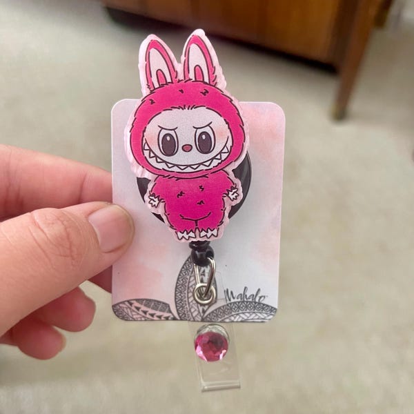 Labubu Beaded Badge Reel - Etsy