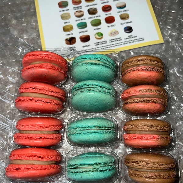 French Macarons - 12 Macarons Box Cookies - ICE PACK -assorted/choose ...