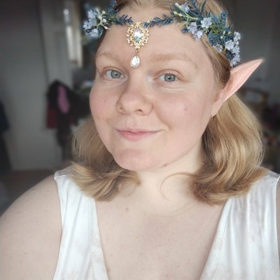 Blue Elven Tiara, Woodland Flower Tiara, Fairy Floral Crown, Elf ...