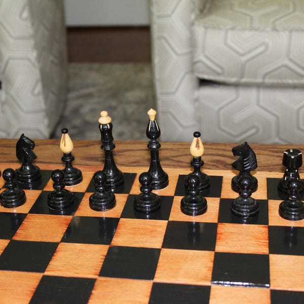 French Lardy Chess Set Wooden Chess Set With Weights 50s Vintage in ...